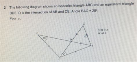 Solved 3 The Following Diagram Shows An Isosceles Triangle Abc And An Equilateral Triangle Bde