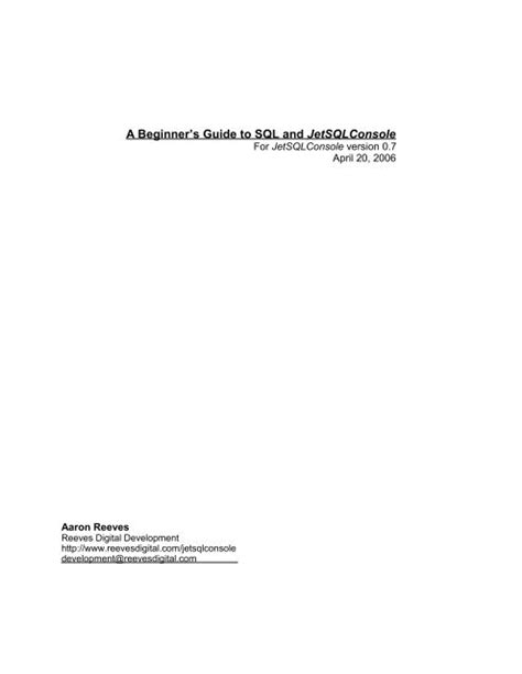 A Beginner S Guide To SQL And JetSQLConsole