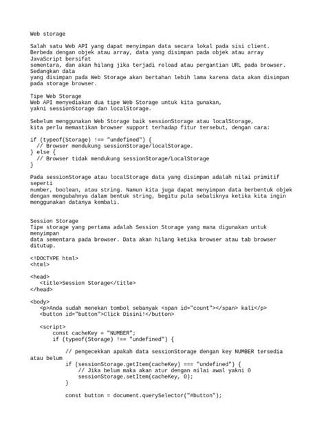 Kelas Dicoding Web Storage Pdf Komputer