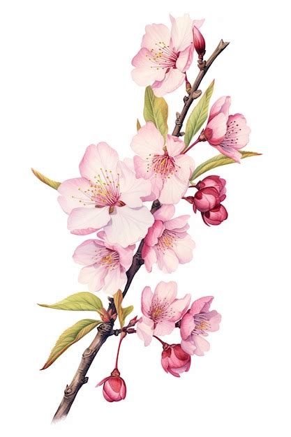 Premium Photo A Watercolor Painting Of A Cherry Blossom