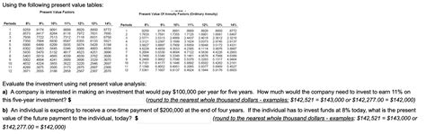 Solved Using The Following Present Value Tables Present