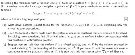 Solved In Seeking The Maximum That A Function ϕ X Y Z Takes