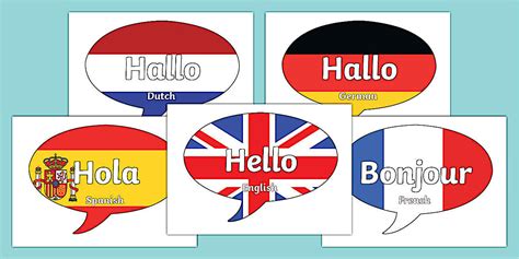 Hello Speech Bubbles In Different Languages Posters