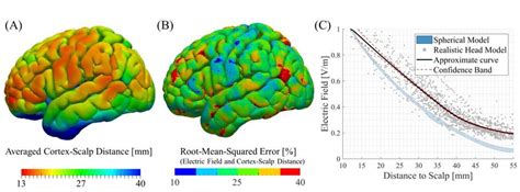 A Averaged Cortex Scalp Distance N 18 B Root Mean Squared