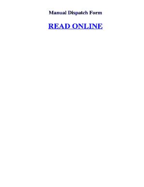 Fillable Online Manual Dispatch Form Fax Email Print PdfFiller