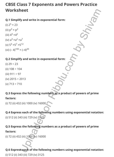 Mastering Powers And Exponents Free Worksheets For Effective Learning