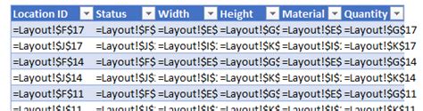 Excel Array Of String Cell References Passed Into New Row Of Table Is