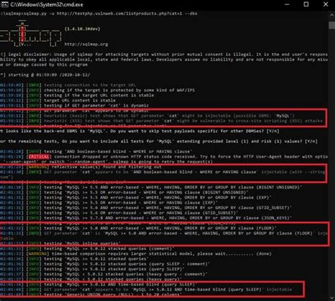 Resultados Do Ataque Com Ferramenta Sqlmap Fonte Autor 2020