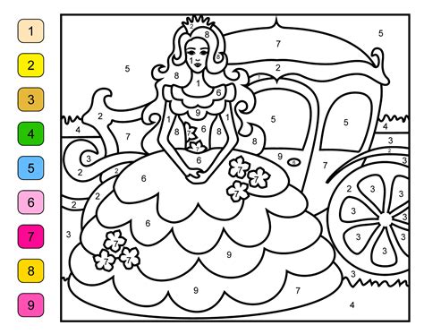 Princess Color By Number Coloring Pages Princess Coloring Pages