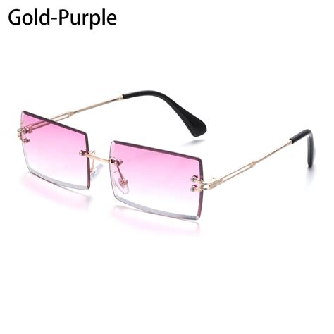 Trendy Rimless Sunglasses Small Rectangle Travelin Grandado