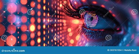 A Close Up Of A Personand X27s Eye With A Reflection Of Clean Binary Code Stock Illustration