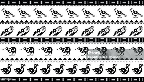 Maori Polynesian Indigenous Pattern Background Wallpaper Banner Vertical Textile Vector Kiwi