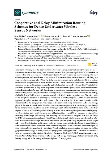 Symmetry 11 00195 V2 Oaky S Ssymmetry Article Cooperative And Delay
