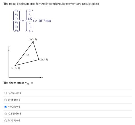 the nodal displacements for the linear triangular