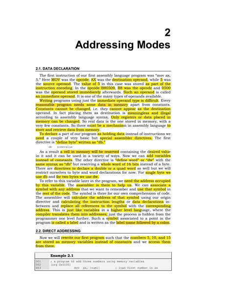solution addressing modes in computer architecture assembly language