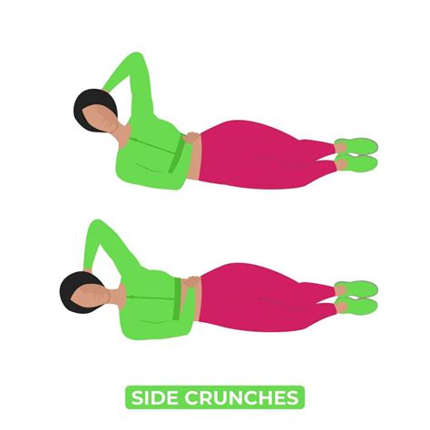 Vector Woman Doing Side Crunches Bodyweight Fitness Obliques Workout