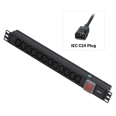 1U 12 Way IEC Sockets Horizontal PDU With IEC Mains Cable Power From Lindy UK