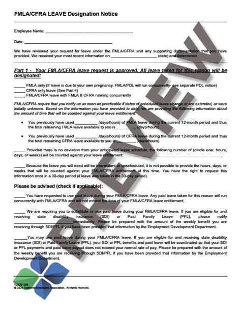 Fmla Cfra Designation Notice California Employers Association