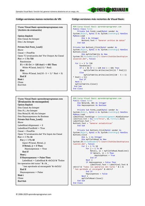 Pdf Ejemplos Visual Basic Función Val Arrays De Ejemplo Uso De