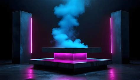 enigmatic neon gateway an elegance of illumination mist and framework