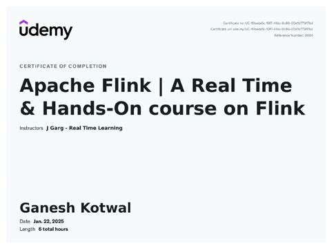 Ganesh Kotwal On Linkedin I Have Successfully Completed Apache Flink Course For Processing And