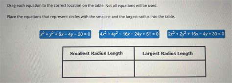 Solved Drag Each Equation To The Correct Location On The Table Not