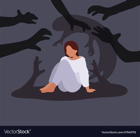Woman Having Panic Attack Ptsd Fears Paranoia Vector Image
