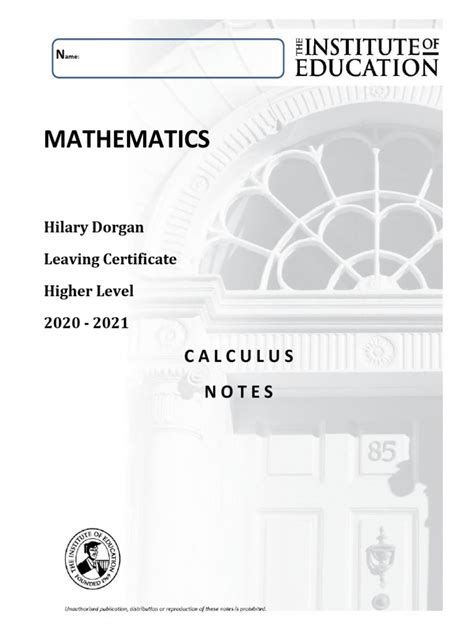 Calculus Notes Pdf