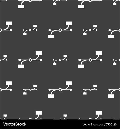Bezier Curve Icon Sign Seamless Pattern On A Gray Vector Image