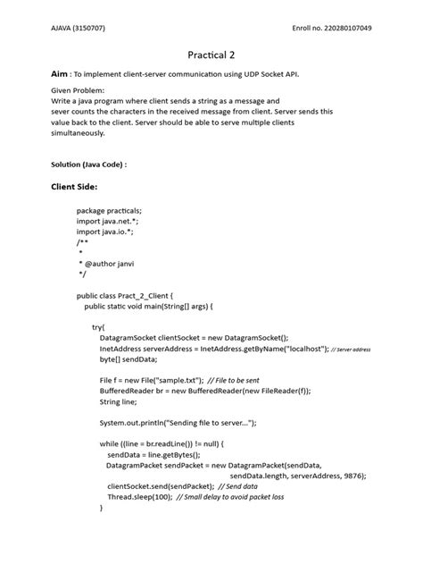 Practical 2 Ajava 49 Pdf String Computer Science Data Transmission