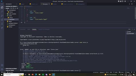 Dúvida Meu Terminal Nao Mostra Os Dados Do Livrosjson Nodejs