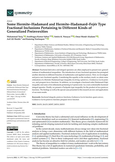 Pdf Some Hermitehadamard And Hermitehadamardfejér Type Fractional Inclusions Pertaining To