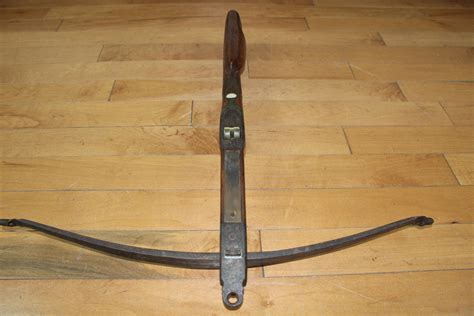 Lot Early Primitive Crossbow With Abalone Inlay