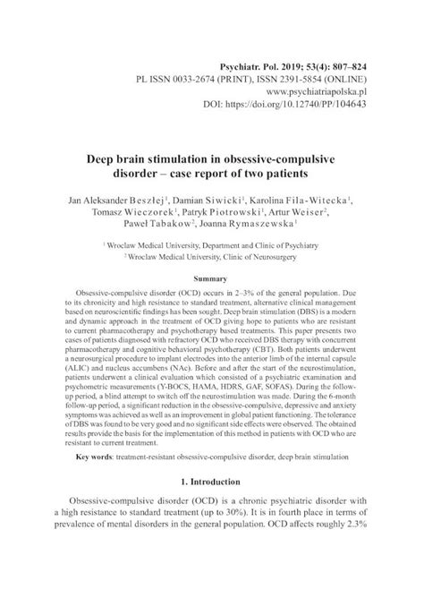 Pdf Deep Brain Stimulation In Obsessive Compulsive Disorder €¦ · A