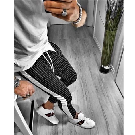 Новинка мужской спортивный костюм штаны для спортзала спортивные штаны в полоску штаны для