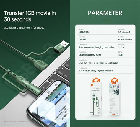 Mcdodo 4 In 1 Fast Charge Data Cable Pd 60w Max Power Type C To Type C Pd 27w Max Power Type C