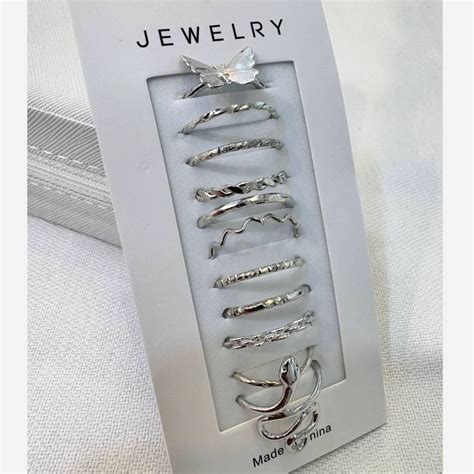 خرید و قیمت پک انگشتر مجموعه 11عددی رنگ نقره ایی کد9 از غرفه بدلیجات و