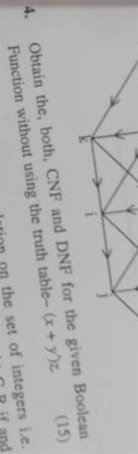Obtain The Both Cnf And Dnf For The Given Boolean Function Without Usin