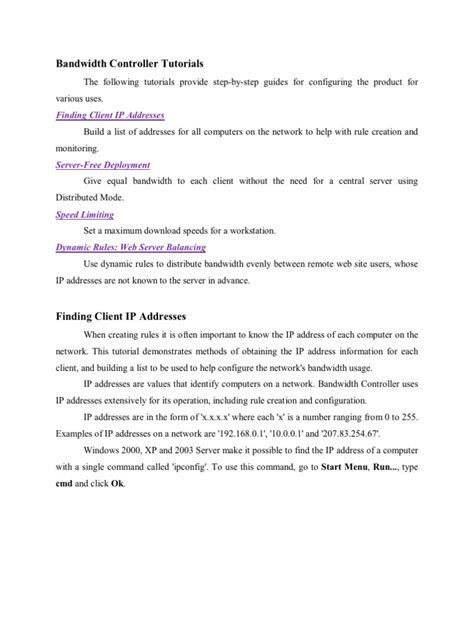 bandwidth controller tutorials pdf