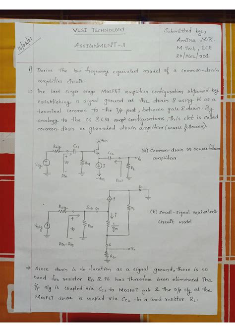 Solution Vlsi Technology Assignment Common Drain Amplifier Circuit