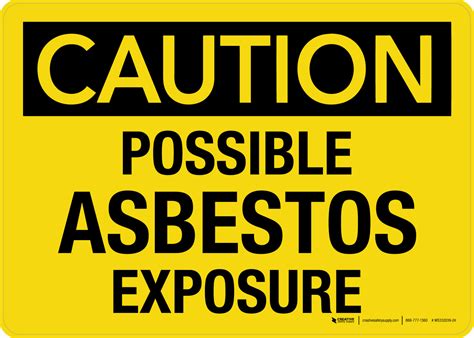 Caution Possible Asbestos Exposure Landscape Wall Sign