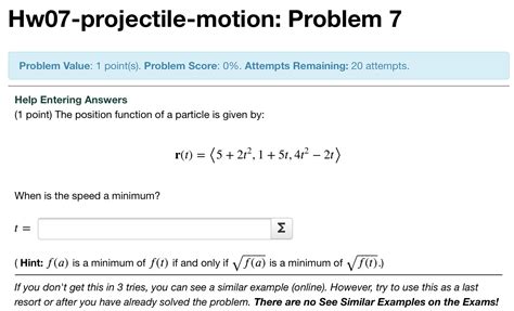 solved hw07 projectile motion problem 7 problem value 1