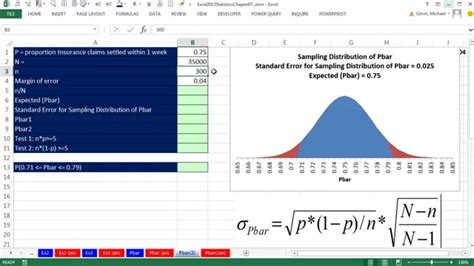 Excel 2013 Statistical Analysis 45 Sampling Distribution Of Pbar