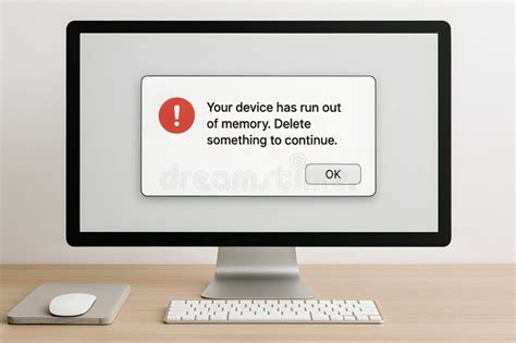 Digital Memory Full Alert On Desktop Technology Error System Overload Computer Warning