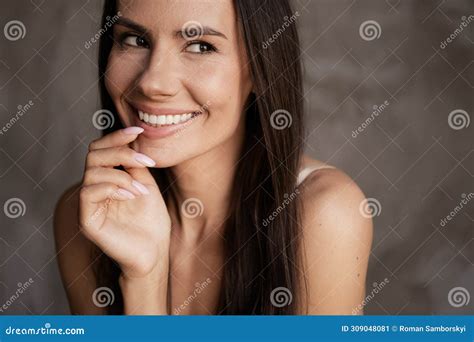 Close Up Photo No Retouch Of Lovely Adorable Girl Touch Fingers Lips Thinking Beauty Advert