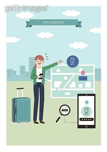 여행 휴가 스마트폰 모바일어플리케이션 인터넷 예매 움직이는활동 지피에스 운항장비 여행가방 이미지 Jv11123550 게티이미지뱅크