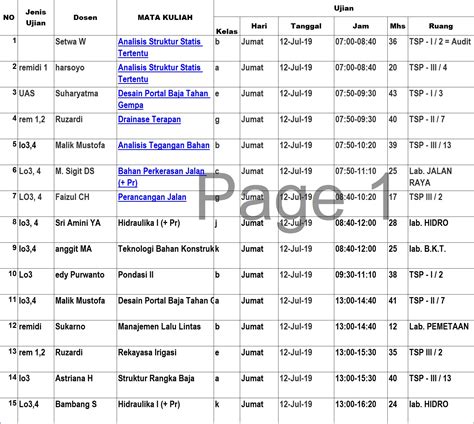 Attached Exam Schedule Friday July 11 2019 Faculty Of Civil Engineering And Planning