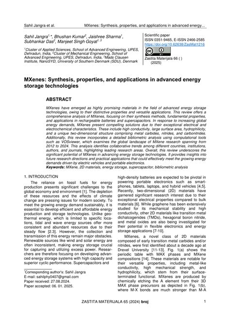 Pdf Mxenes Synthesis Properties And Applications In Advanced Energy Storage Technologies