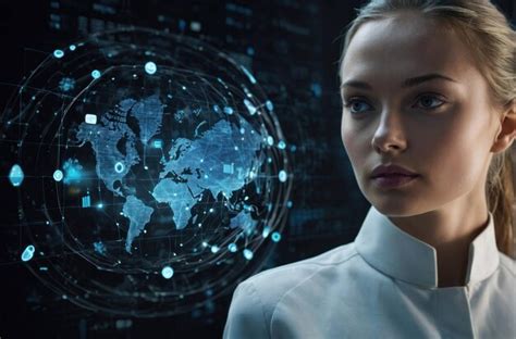 Futuristic Woman With Augmented Reality Interface Premium Ai Generated Image