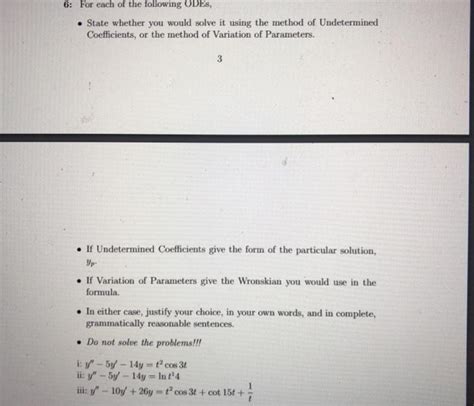 Solved 6 For Each Of The Following Odes • State Whether
